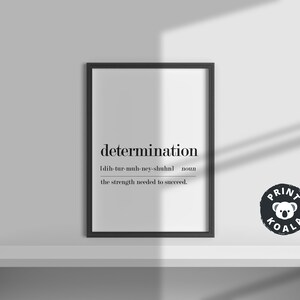 Determination Definition Print: Motivational Office Wall Art (instant ...