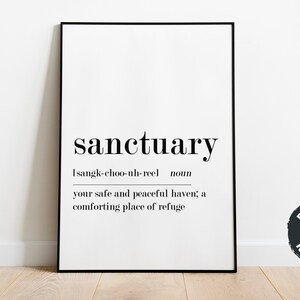 Sanctuary Definition, Home Definition Print, Bedroom Decor, Home Gift ...