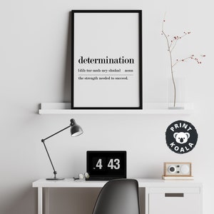 Determination Definition Print: Motivational Office Wall Art (instant ...