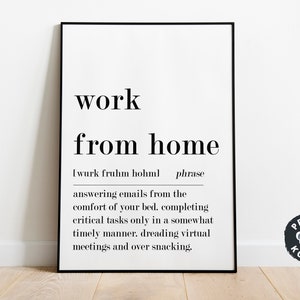 Work From Home Definition Print: Funny Office Wall Art (instant ...