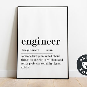 Engineer Funny Definition Printable Art, Engineer Printable Quote ...