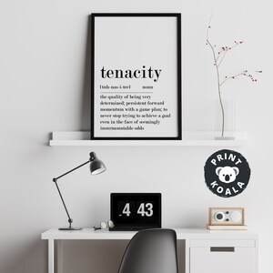 Tenacity Definition, Office Wall Art, Printable Wall Art, Home Office ...