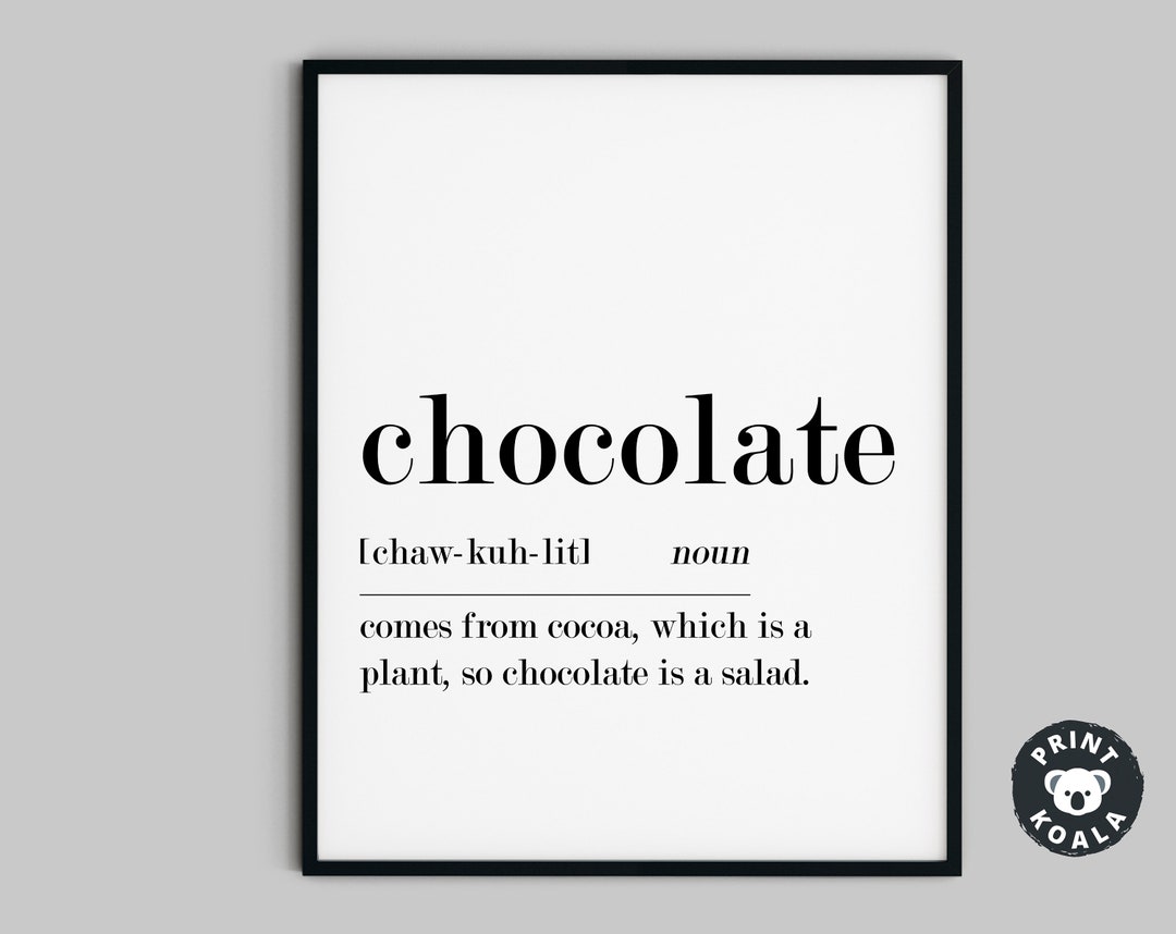 Chocolate Definition Print, Wall Art Print, Wall Decor, Minimal Print ...