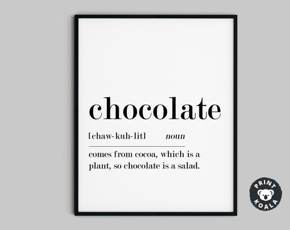 Chocolate Definition Print Wall Art Print Wall Decor - Etsy