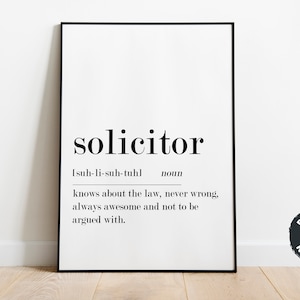 Solicitor Definition Print: Lawyer Typography Wall Art (digital ...