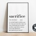 Sacrifice Definition Print, Home Office Printable, Motivational Wall ...