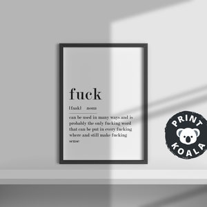 Fuck Definition Print, Poster Quote Wall Art Gift, Funny Wall Art ...