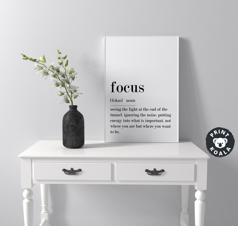 Focus Definition Home Office Prints Inspirational Quote | Etsy