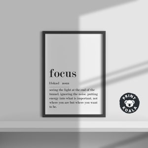 Focus Definition, Home Office Prints, Inspirational Quote Prints ...