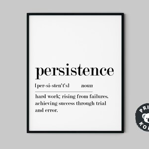 Persistence Quote Print, Office Wall Art, Motivational Print ...