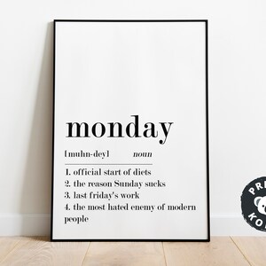 Funny Monday Definition Print: Office Wall Art (instant Download) - Etsy