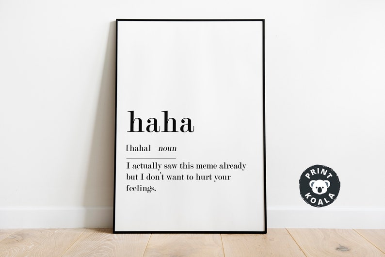 Haha Definition Printable Joke Gift Funny Definition Gift - Etsy