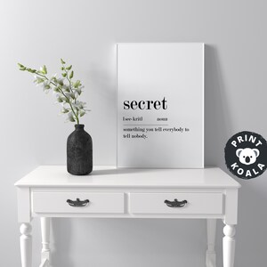 Secret Definition Printable, Vertical Wall Art, Funny Definition ...