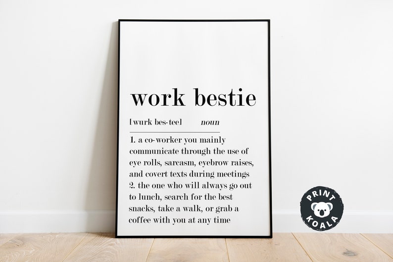 Work Bestie Definition Print Coworker Gift Office Wall - Etsy