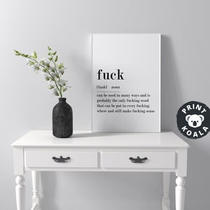 Fuck Definition Print, Poster Quote Wall Art Gift, Funny Wall Art ...
