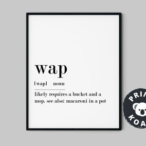 Wap Definition Print, Funny Home Decor, Wap Art Print, Dorm Room Gift ...