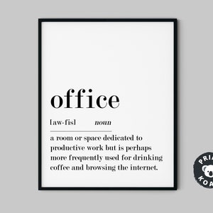 Office Definition Print, Office Quote Gift, Work Quote, Wall Decor ...