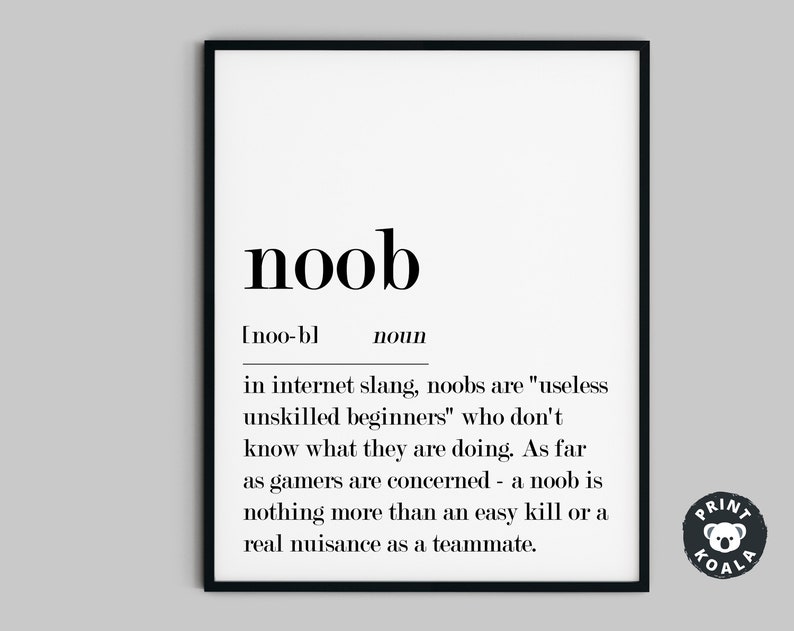 Noob Definition Print Man Cave Decor Gaming Print Gamer - Etsy