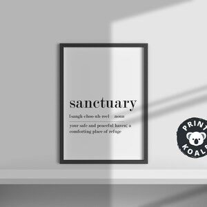Sanctuary Definition, Home Definition Print, Bedroom Decor, Home Gift ...