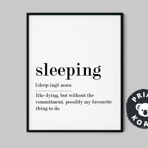 Sleeping Definition Bedroom Wall Art Bedroom Decor Bedroom - Etsy