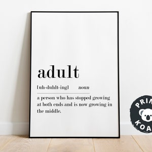 Adulting Definition, Funny Definition Wall Print, Wall Art, Funny Home ...
