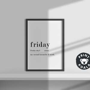 Friday Definition Print, Funny Office Decor, Zoom Background, Office ...