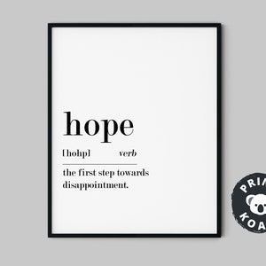 Hope Definition, Printable Wall Art, Hope Print, Hope Printable, Hope ...