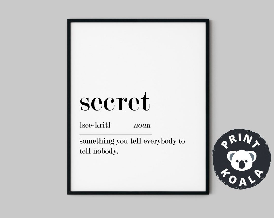 Secret Definition Printable, Vertical Wall Art, Funny Definition ...
