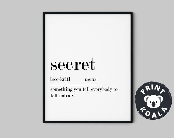 Secret Definition Printable Vertical Wall Art Funny | Etsy
