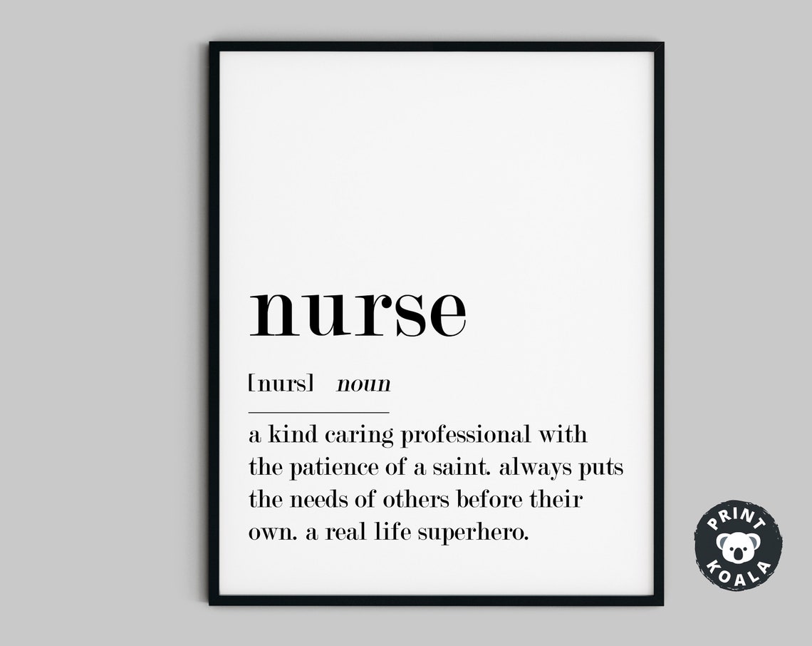 Nurse Definition Printable Nurse Gift Nurse Wall Art | Etsy