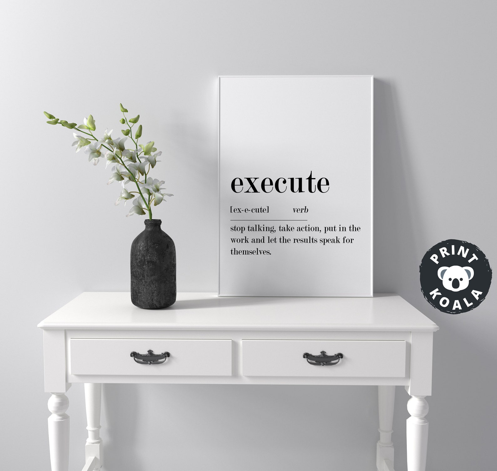 Execute Definition Home Office Wall Art Inspirational Quote - Etsy