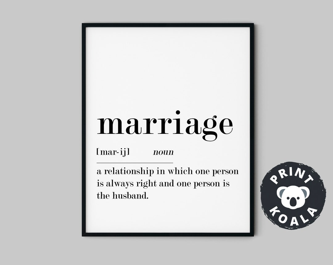 Marriage Definition Print, Bedroom Prints, Marriage Poster, Funny ...