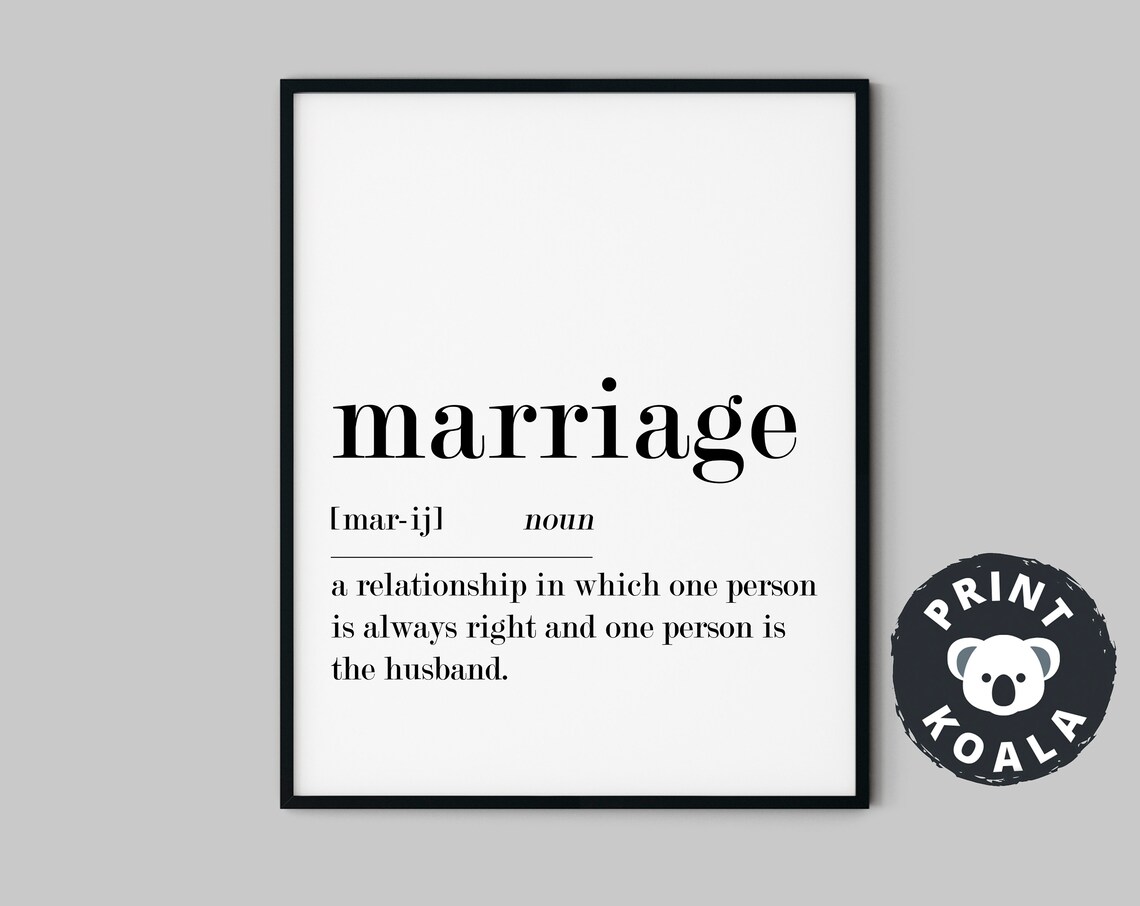 Marriage Definition Print Bedroom Prints Marriage Poster - Etsy