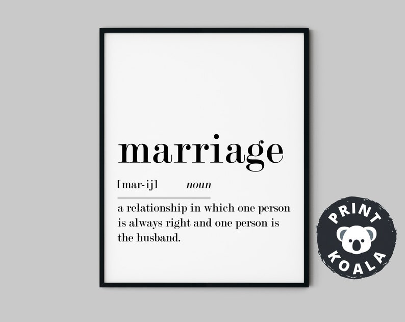 Marriage Definition Print Bedroom Prints Marriage Poster - Etsy