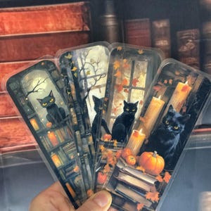 Black Cats Laminated Bookmarks for a Fantasy Gothic Reader Fall Spooky ...