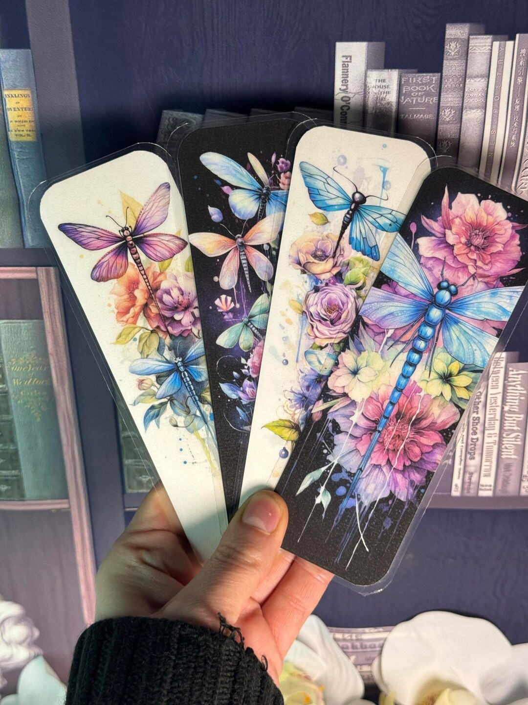 Dragonfly Watercolor Laminated Bookmarks for a Reader Cute Bookmarks ...