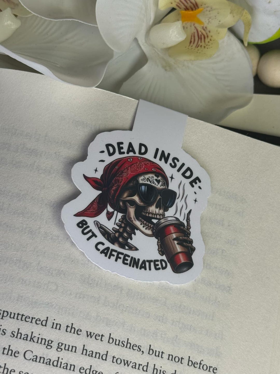 Dead Inside Skeleton Coffee Halloween Magnetic Bookmark Merch for ...