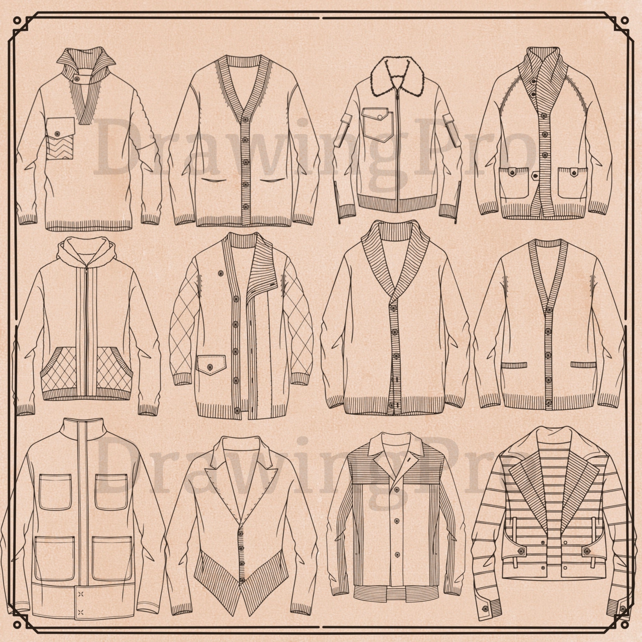 56 Procreate Male Fashion Flat Sketches Men's Top and - Etsy