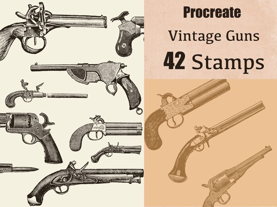 42 Procreate Vintage Guns Stamps Procreate Weapons Stamps - Etsy