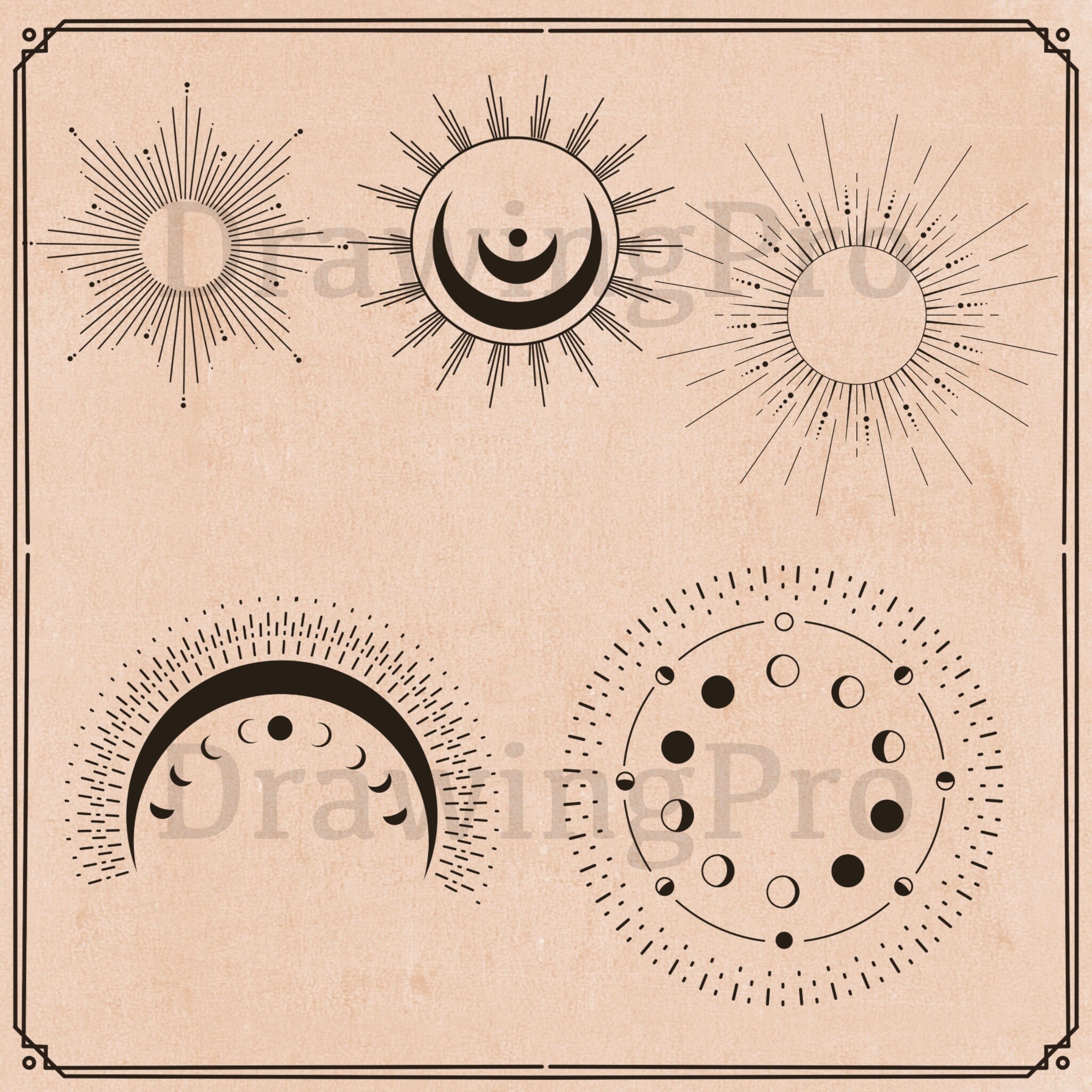 27 Procreate Celestial Tattoo Stamps Brush Pack Geometric Abstract ...