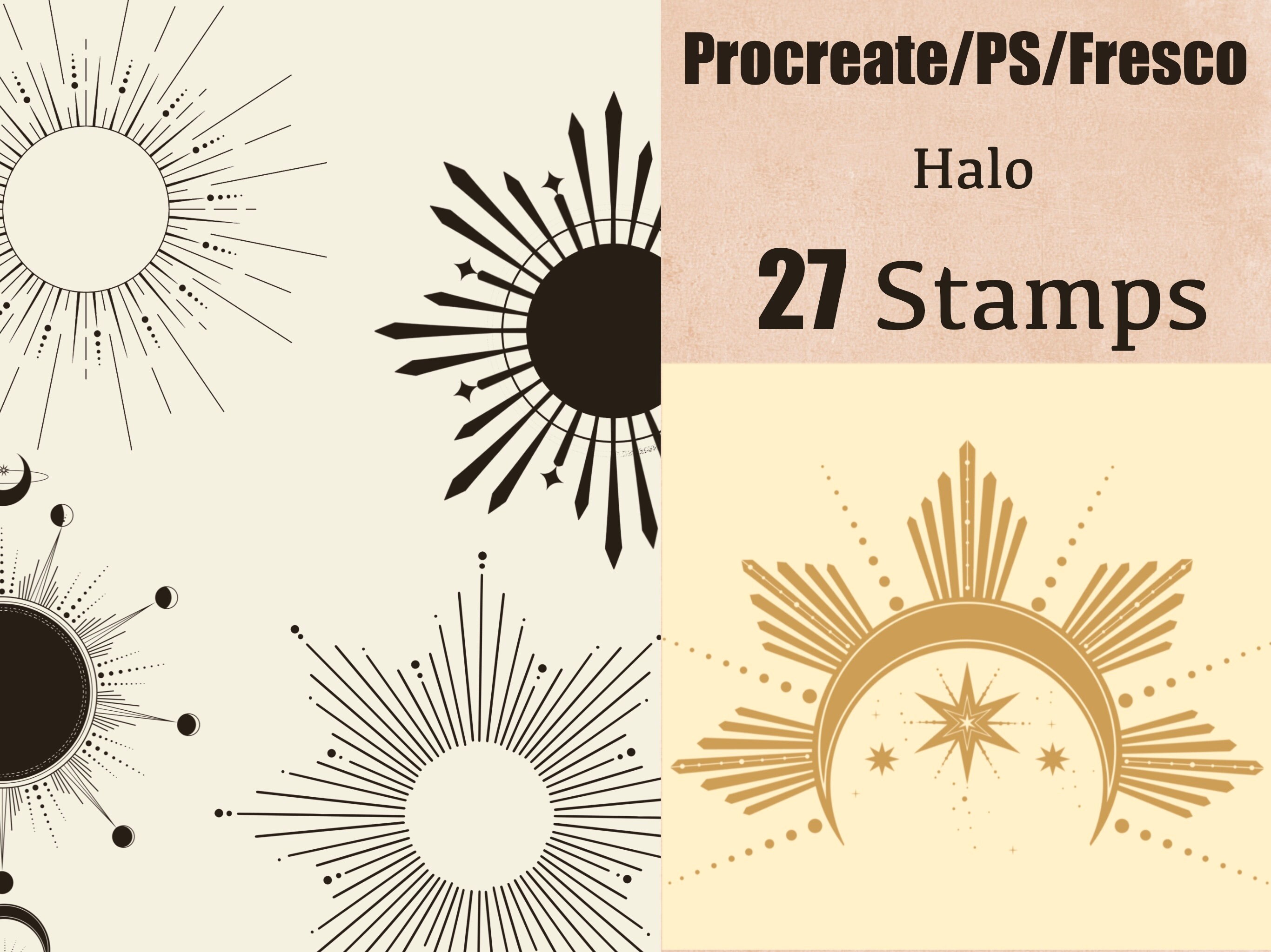27 Procreate Celestial Tattoo Stamps Brush Pack Geometric Abstract ...