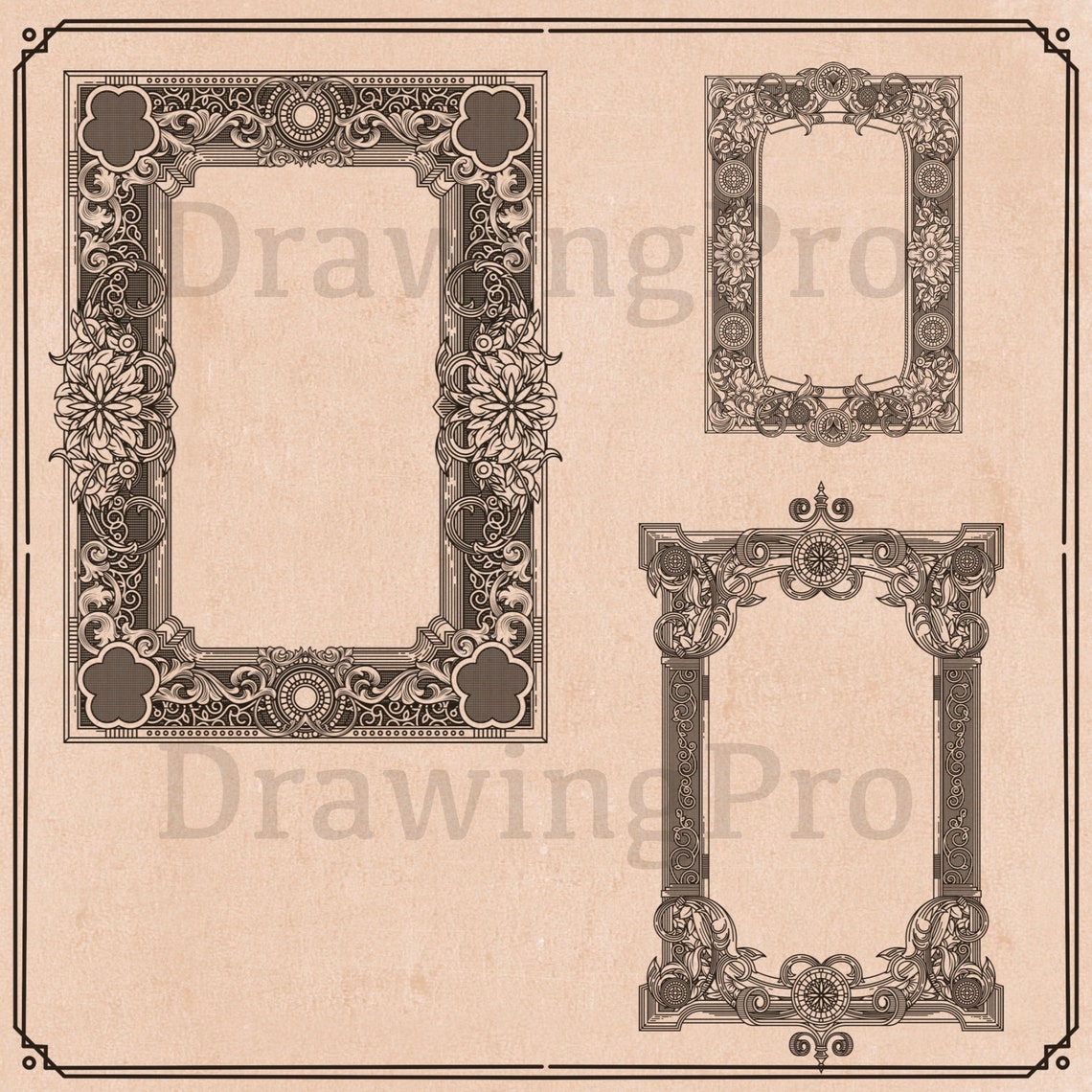 20 Gorgeous Frames Procreate Stamp, Fresco Brush-set, Photoshop Ornate ...