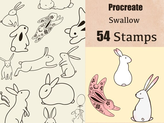 42 Procreate Rabbit Stamps Procreate Cute Rabbit Stamps - Etsy