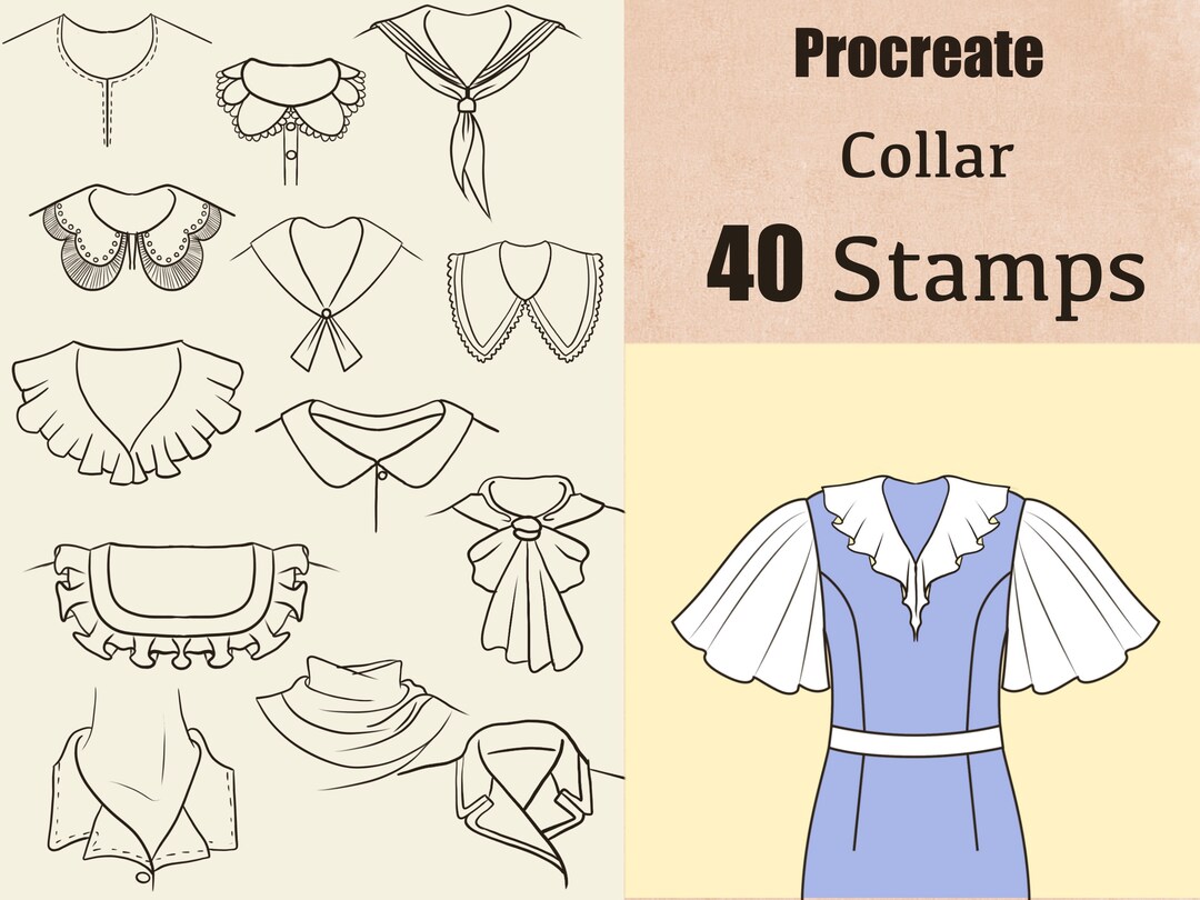 40 Collar Stamps, Procreate Fashion Stamps, Procreate Fashion Design ...