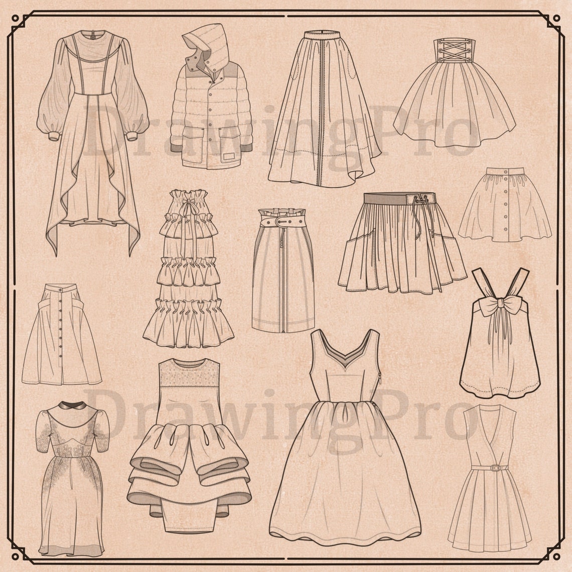 78 Procreate Fashion Flat Sketches Procreate Fashion Design - Etsy