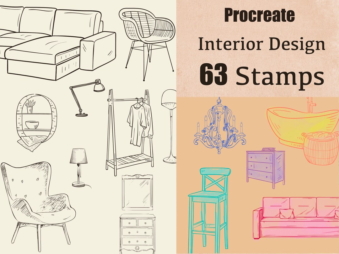 63 Procreate Interior Design Stamps, Procreate Furnitures , Procreate ...