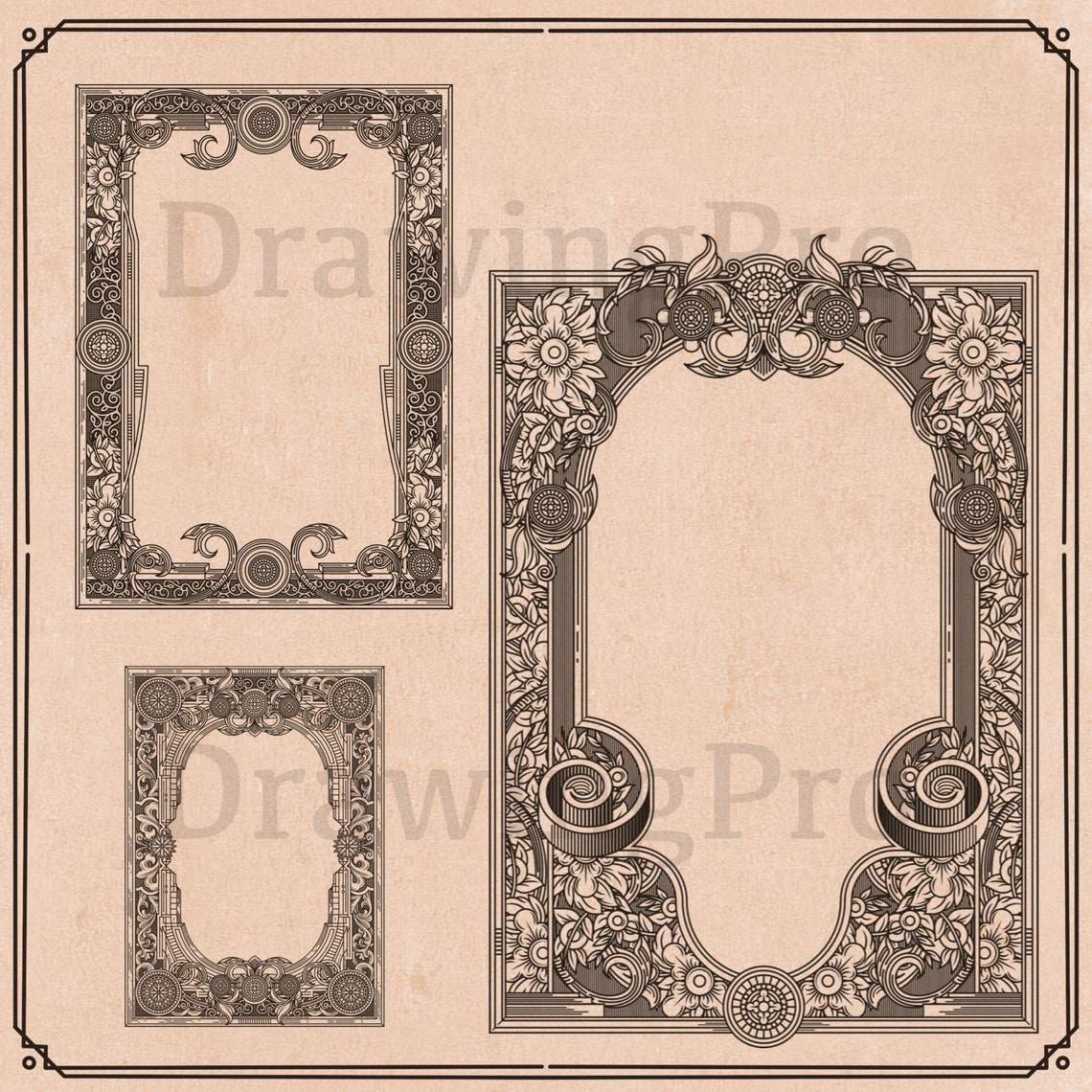 20 Gorgeous Frames Procreate Stamp, Fresco Brush-set, Photoshop Ornate ...