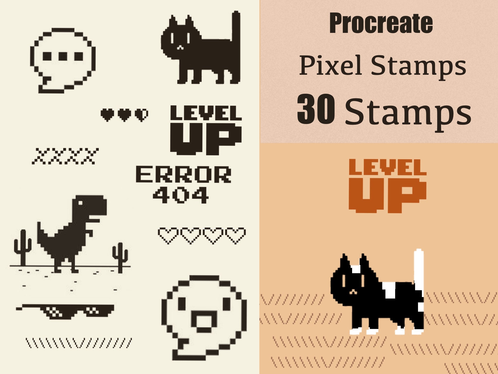 30 Procreate Pixel Stamps, Procreate Pixel, Procreate Decorative Stamps ...