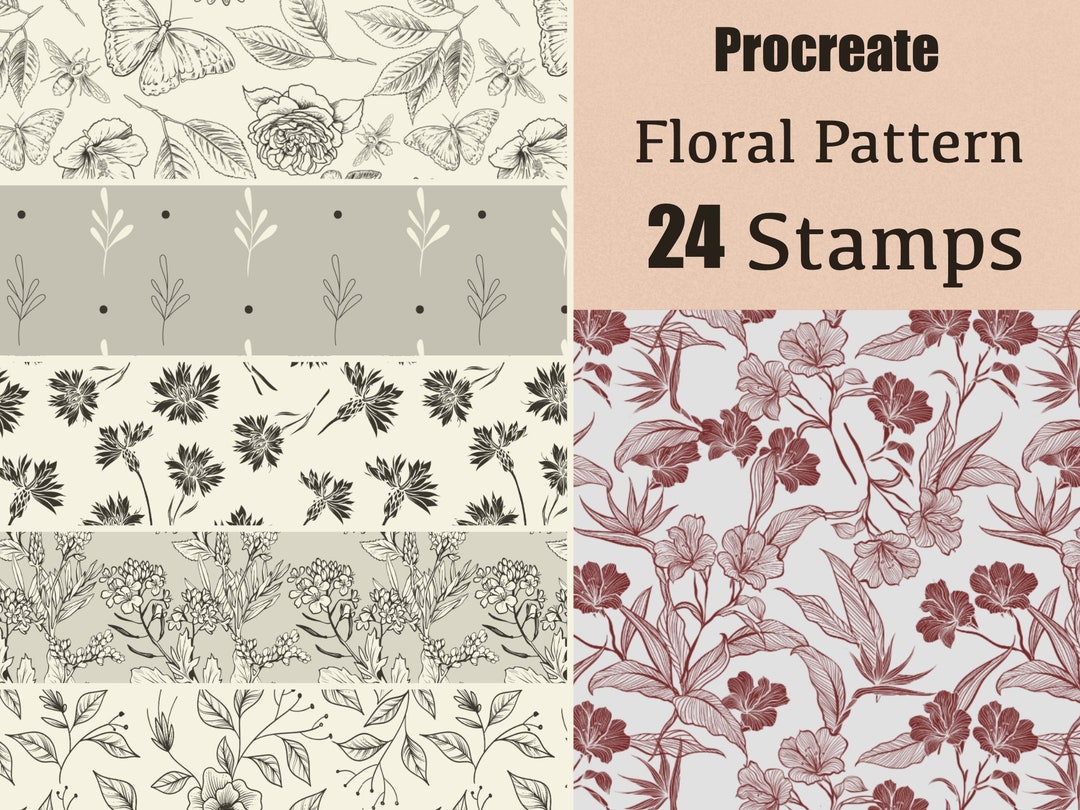 24 Procreate Seamless Pattern Brushes , Procreate Floral Seamless ...