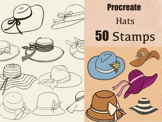 50 Procreate Hat Stamps Procreate Fashion Design Procreate - Etsy